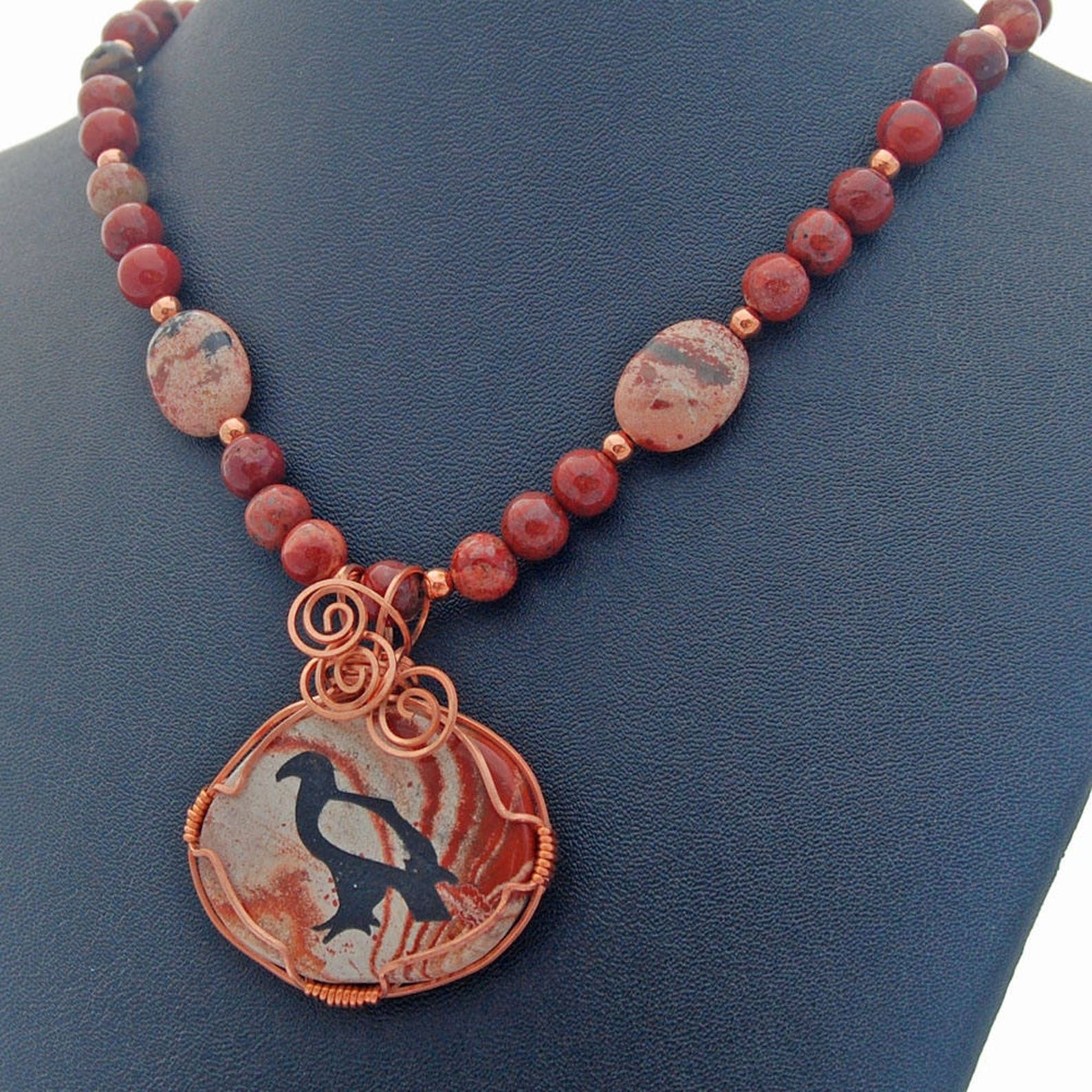 Hawk Spirit Animal Jasper Natural Stone Necklace - Etsy