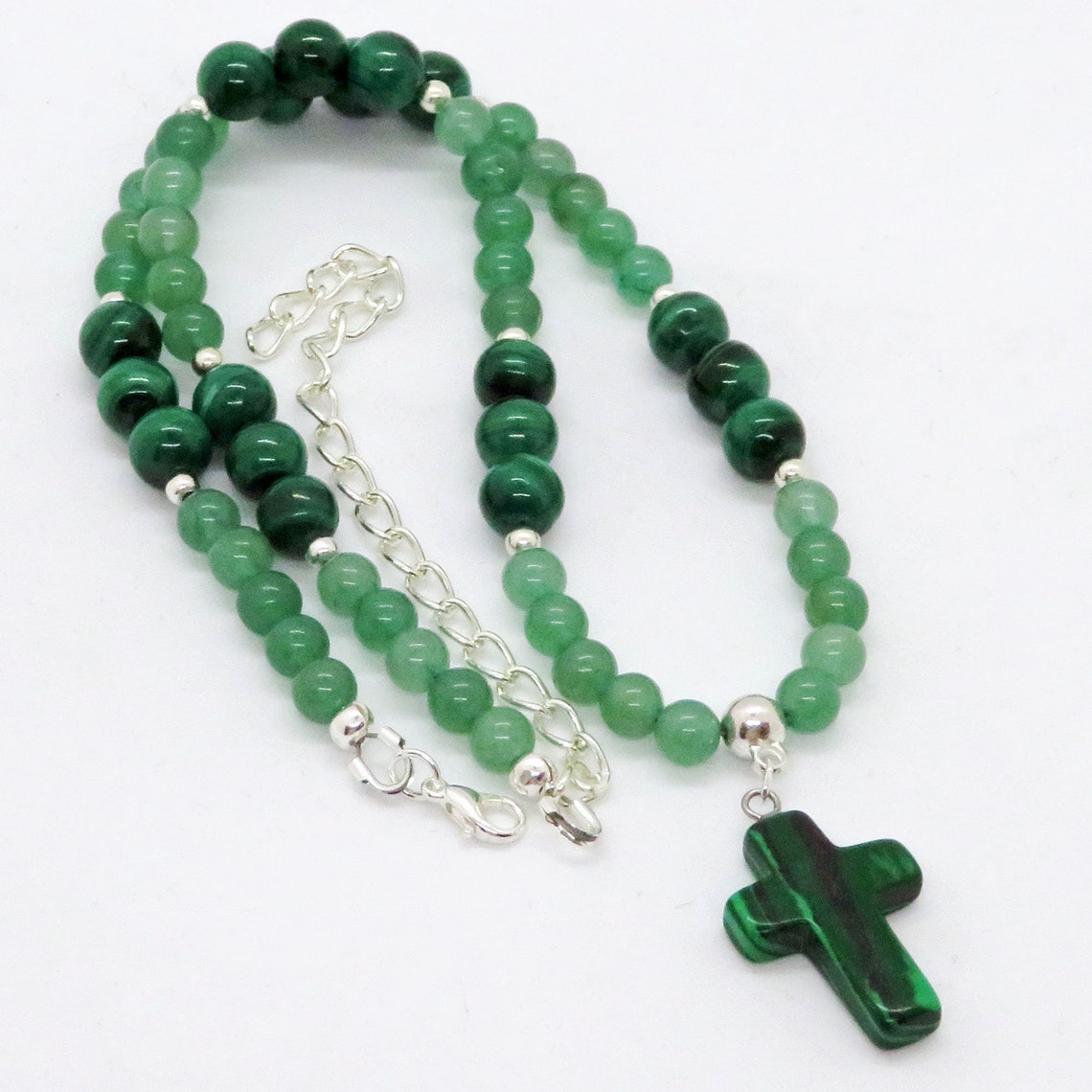 Synthetic Malachite Gemstone Cross Aventurine Malachite Necklace ...