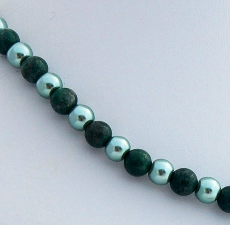 Verdite (african Jade) Gemstone and Green Crystal Pearl Necklace Beaded ...