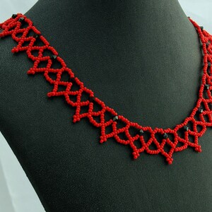 Red Heart Seed Bead Lace Collar Adjustable Necklace - Etsy