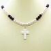 White Jade Cross Pendant With Amethyst and Lavender Crystal Pearl ...