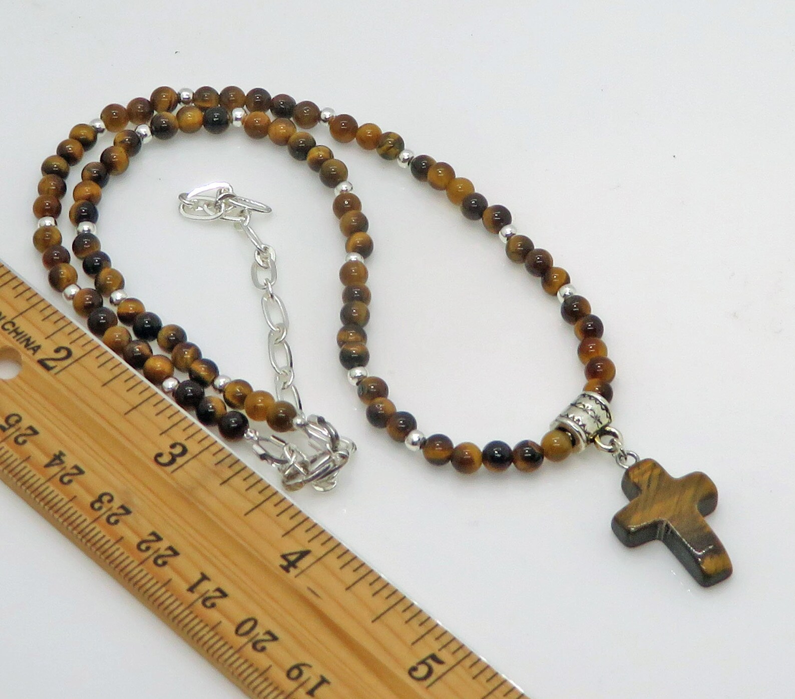 Tiger Eye Gemstone Cross Pendant Necklace Tiger's Eye Tigers Eye Psalm ...
