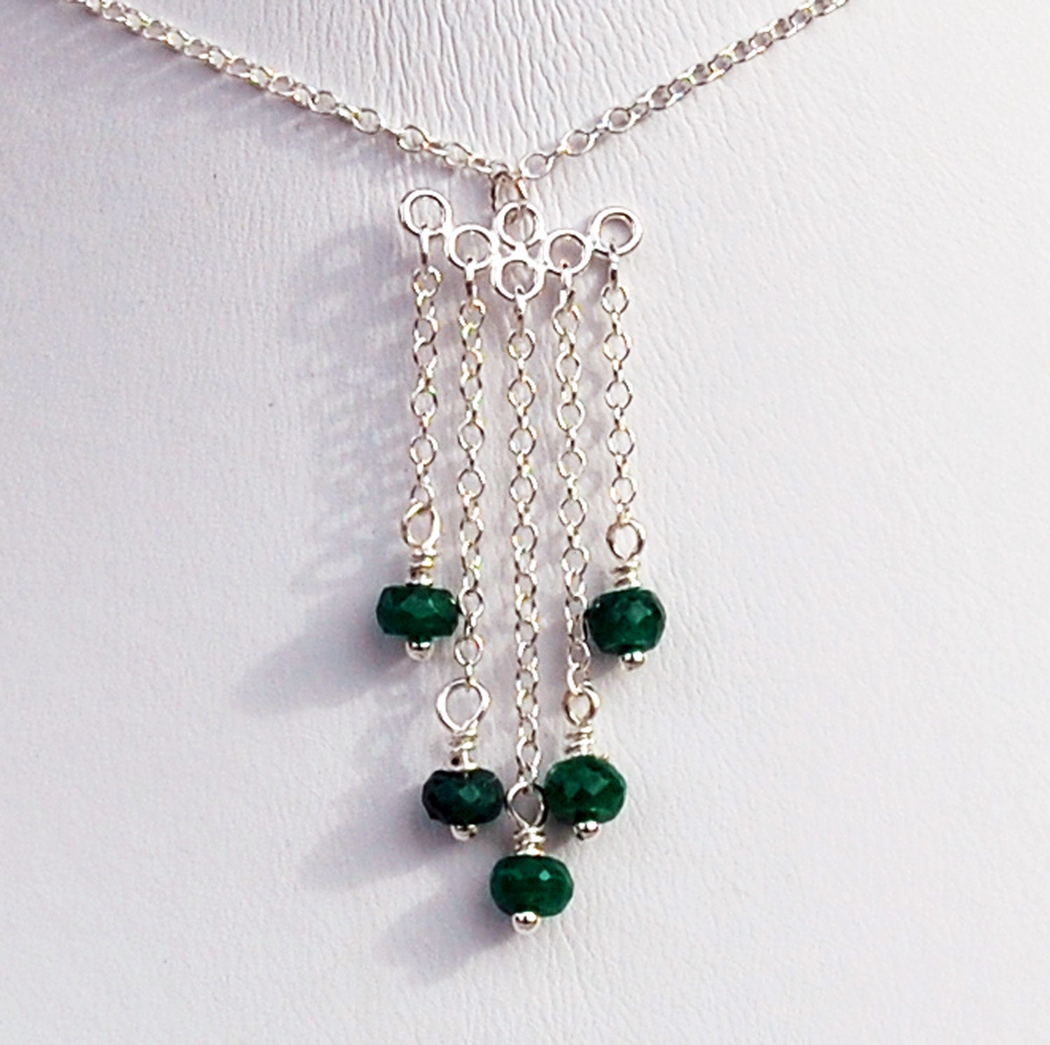 Emerald Sterling Silver Necklace Earrings Set - Etsy