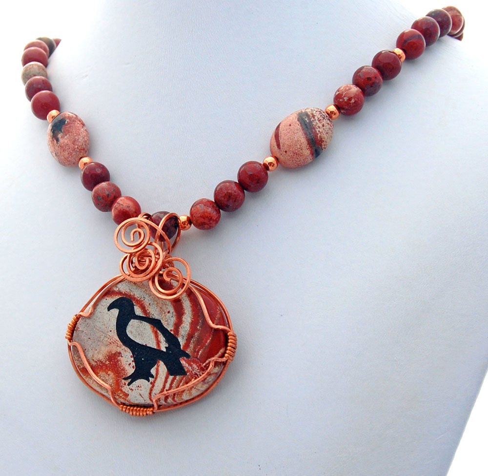 Hawk Spirit Animal Jasper Natural Stone Necklace - Etsy