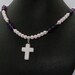White Jade Cross Pendant With Amethyst and Lavender Crystal Pearl ...
