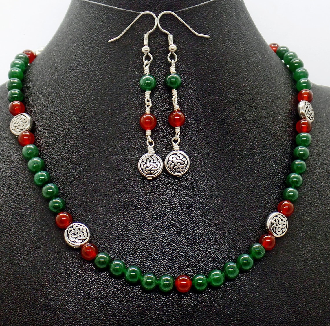 Jade Carnelian Celtic Gemstone Necklace Earrings Set - Etsy