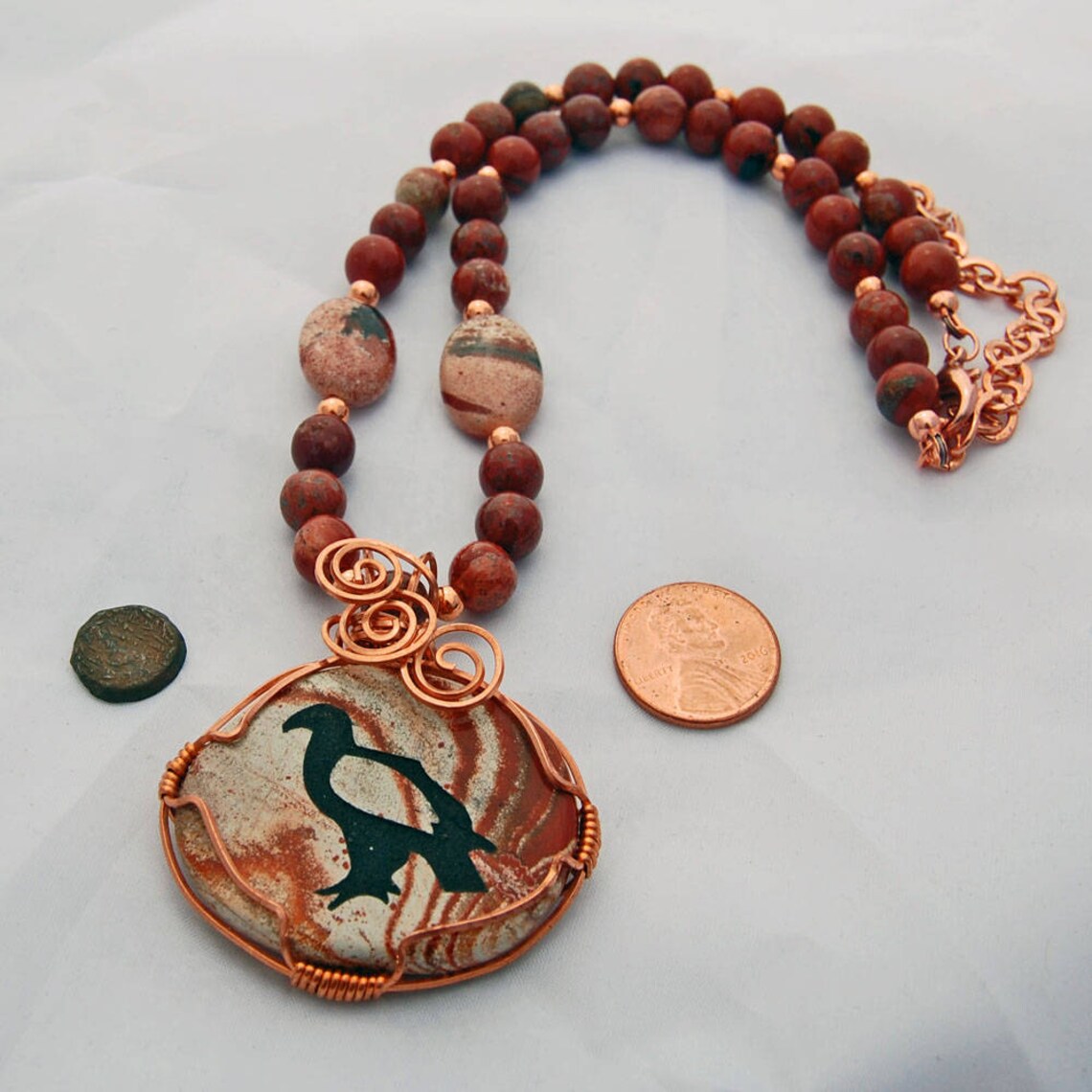 Hawk Spirit Animal Jasper Natural Stone Necklace - Etsy