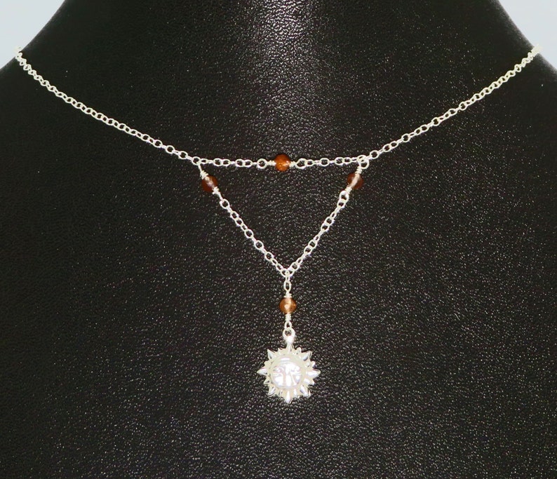 Sunstone Sterling Silver Sun Sunstone V Chain Adjustable Choker Sedona ...