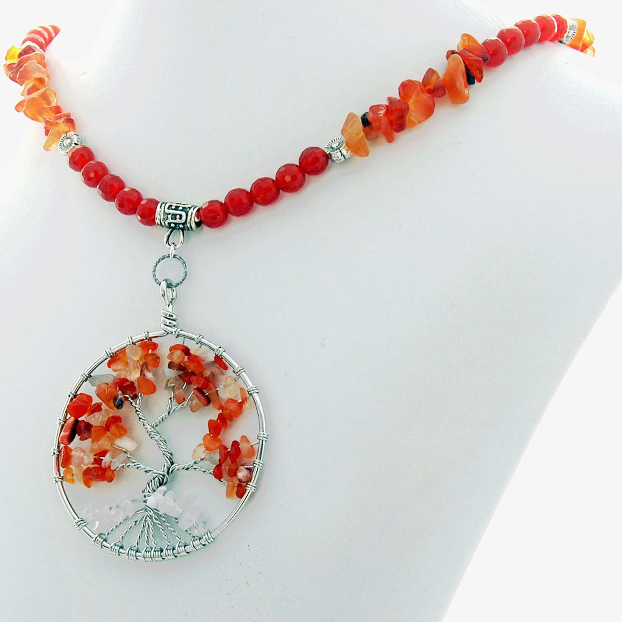 Tree of Life Fall Carnelian Natural Stone Necklace - Etsy