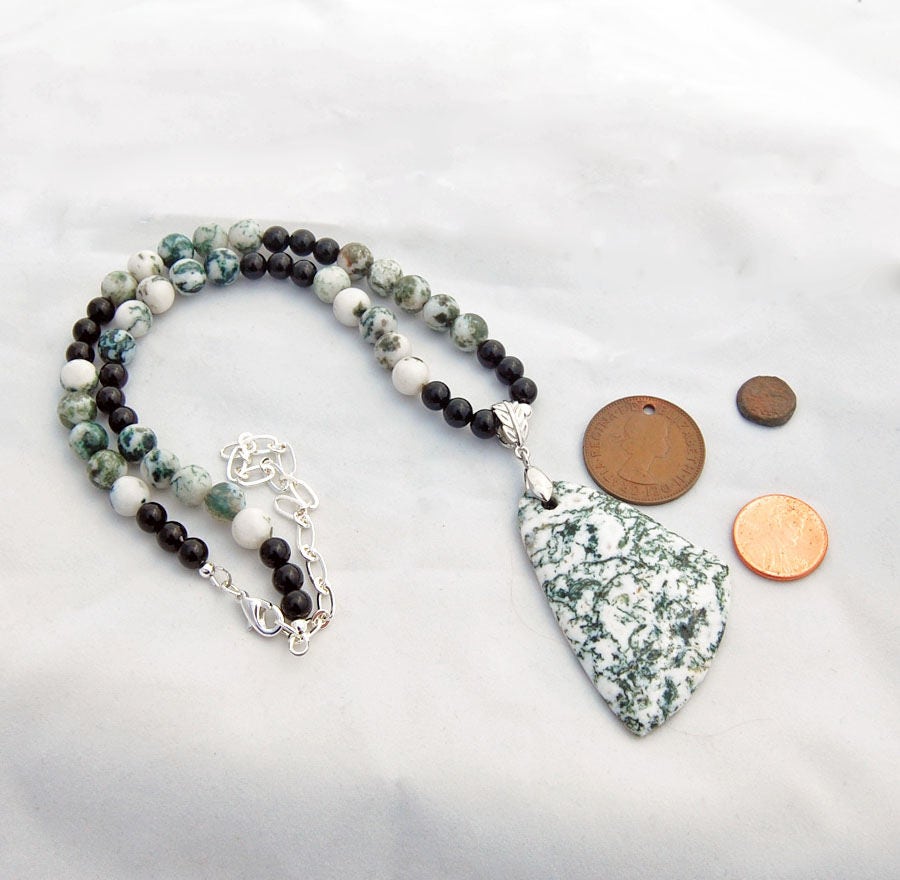 Tree Agate Onyx Natural Stone Pendant Necklace - Etsy