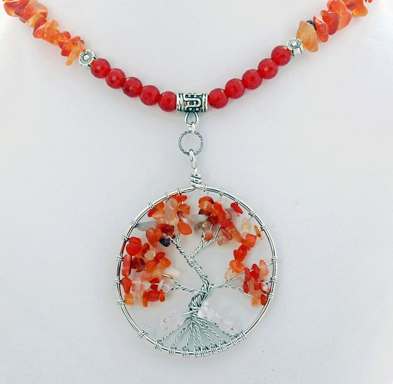 Tree of Life Fall Carnelian Natural Stone Necklace - Etsy