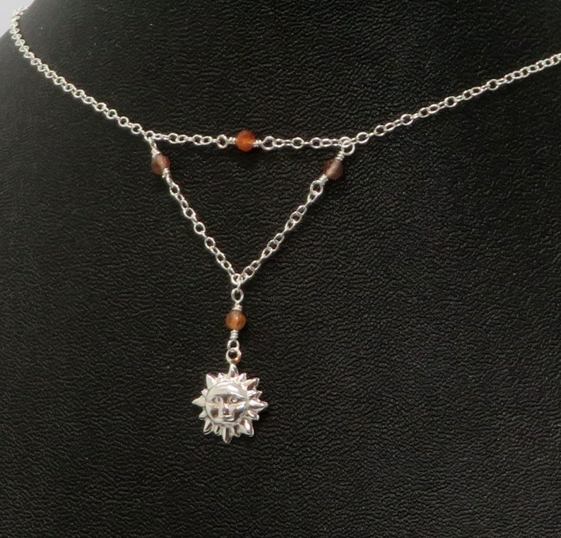 Sunstone Sterling Silver Sun Sunstone V Chain Adjustable - Etsy