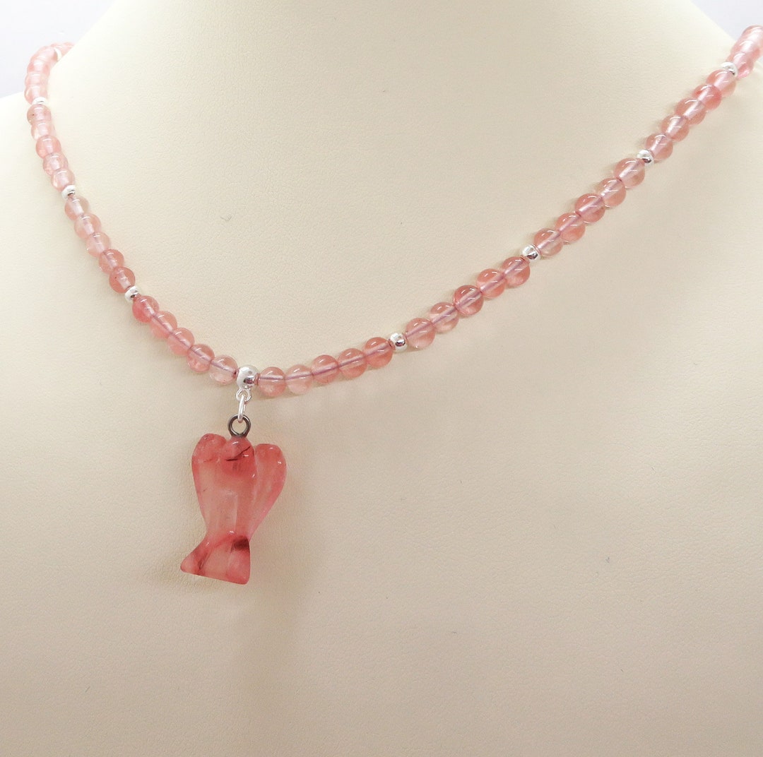 Cherry Quartz Guardian Angel Adjustable Pendant Necklace - Etsy