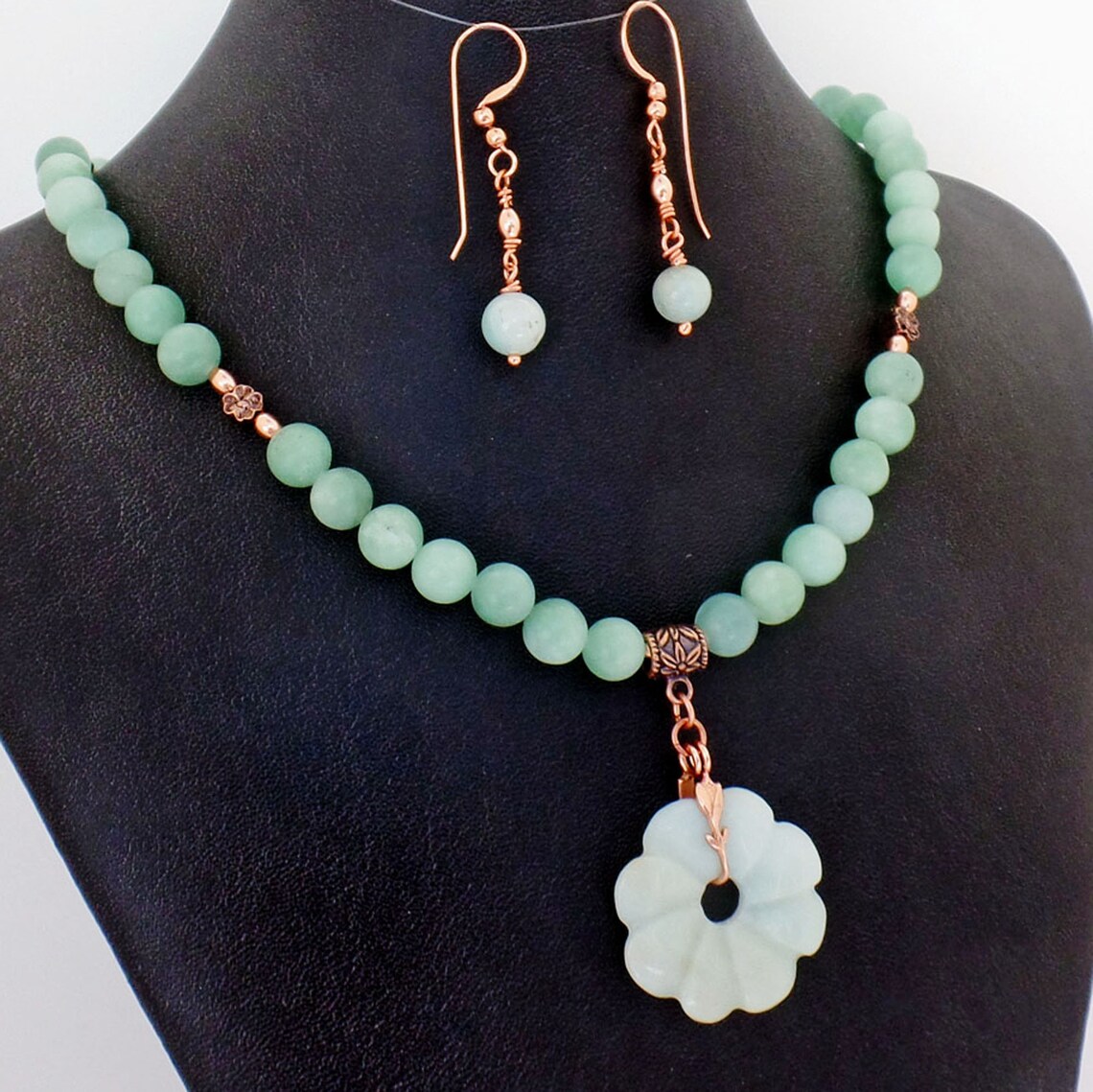Amazonite Flower Copper Handmade Gemstone Beaded Pendant Necklace - Etsy