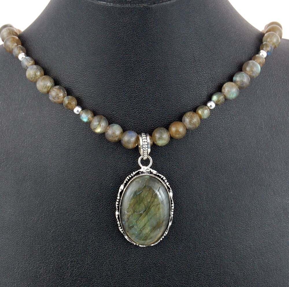Labradorite Pendant Necklace Gemstone Statement Necklace - Etsy