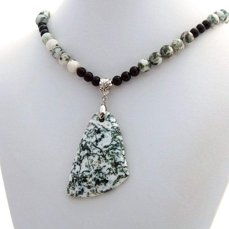 Tree Agate Onyx Natural Stone Pendant Necklace - Etsy