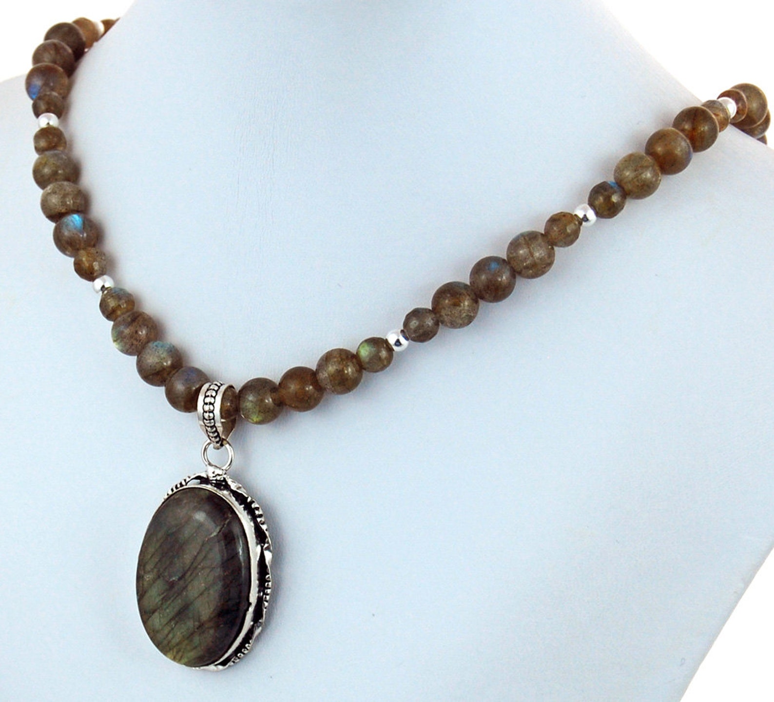 Labradorite Pendant Necklace Gemstone Statement Necklace - Etsy