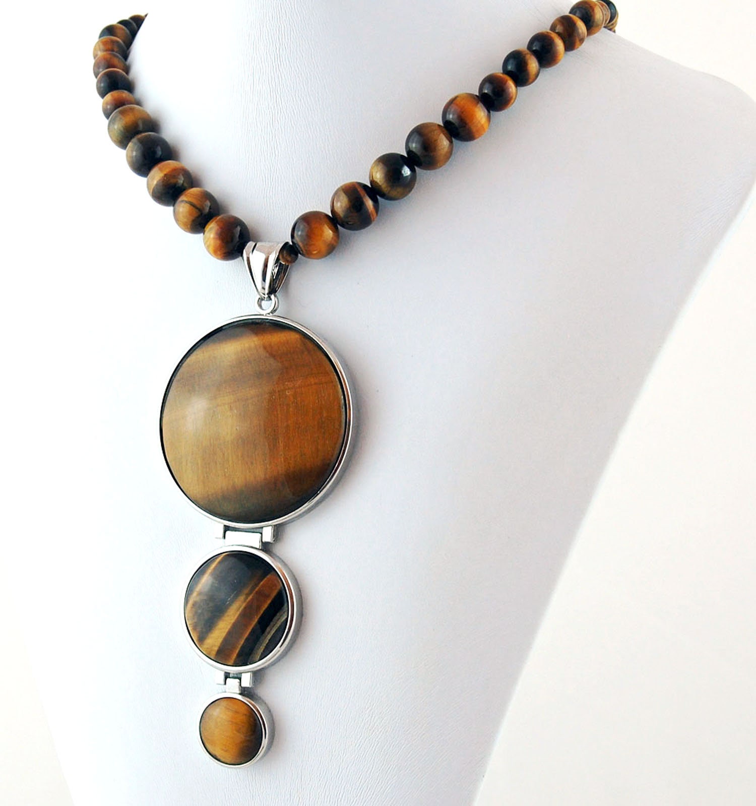 Tiger Eye Chunky Designer Pendant Necklace - Etsy