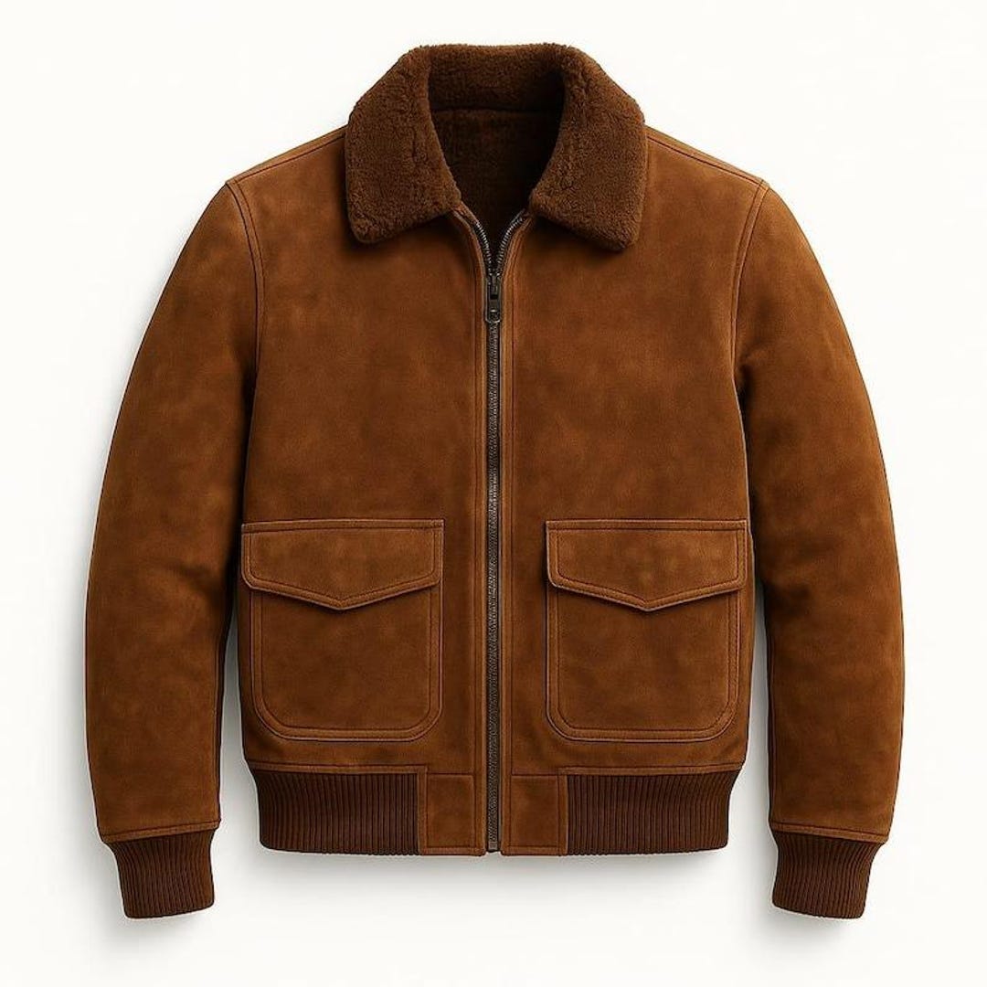 Men's Brown Suede Leather Jacket, Classic Zipper-front Coat - Etsy