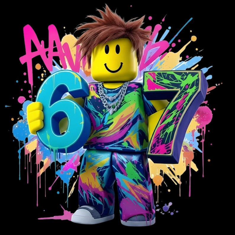 Roblox Six Seven Png 67 RB Inspired PNG Kids T-shirt Design Roblox Pngs ...