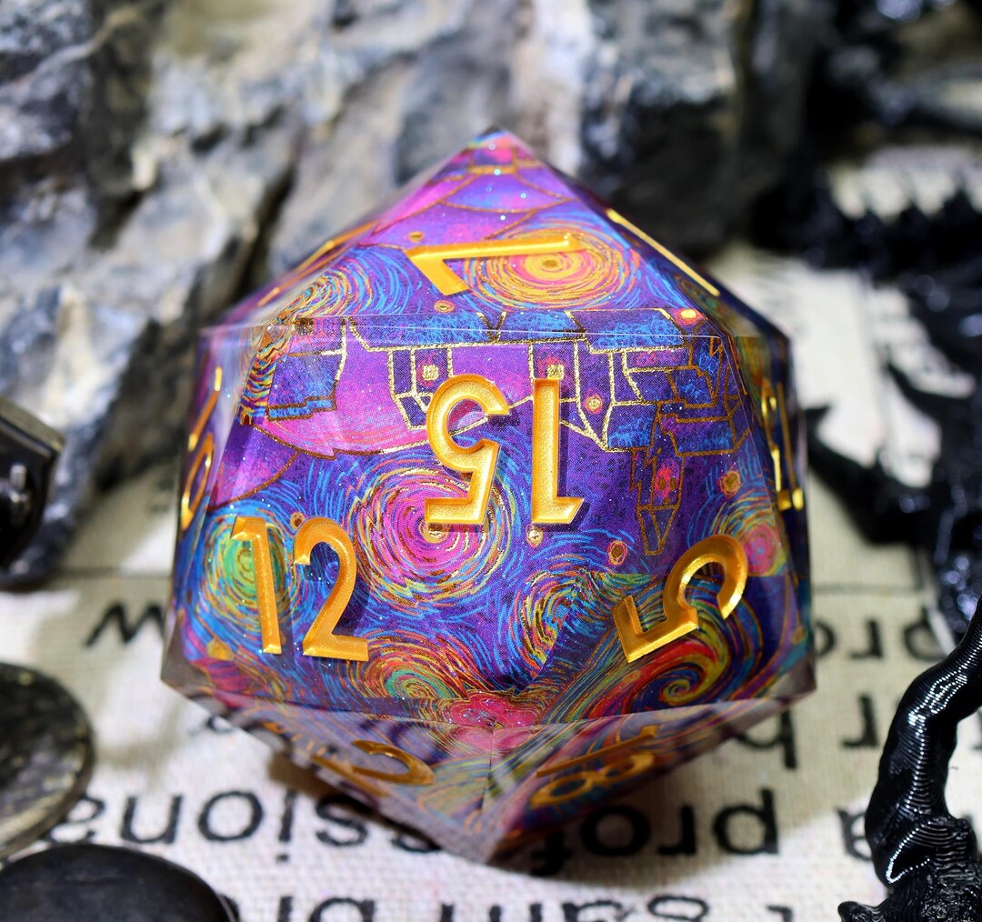 DND Dice |galaxy Artcore Dice | Sharp Edge Resin Dice 33mm | Polyhedral ...