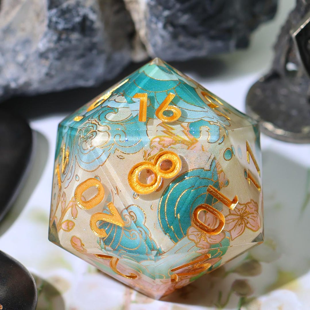 Dnd Dice Chonk D20 Sakura Blossom Dice for D&D Rpgs, Oversized D20 Dice ...