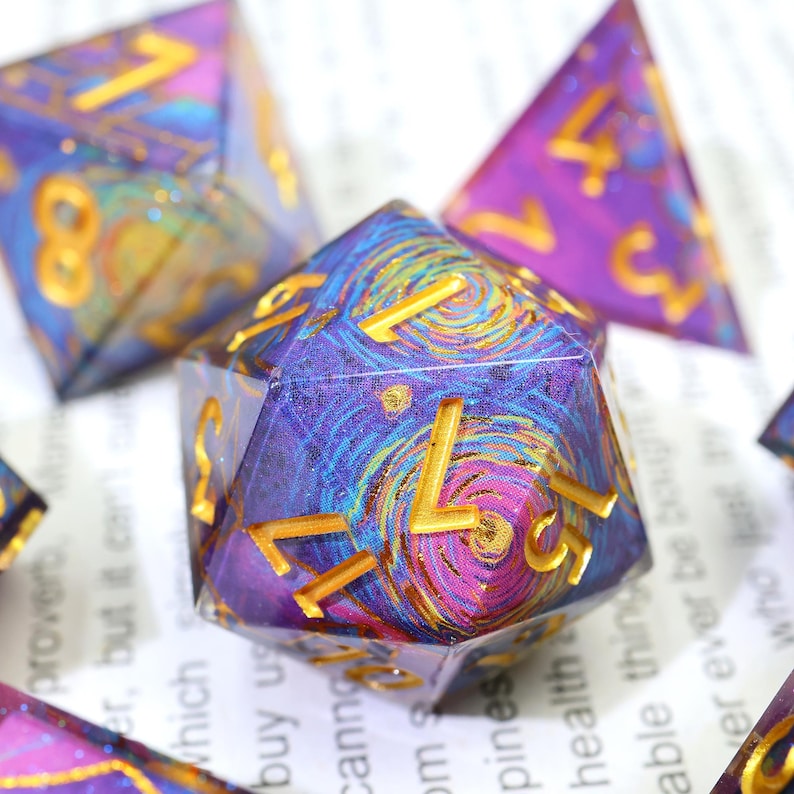 Gilded Cosmos Artcore Purple Galaxy. Sharp Edge. Handmade DND Gifts Set ...