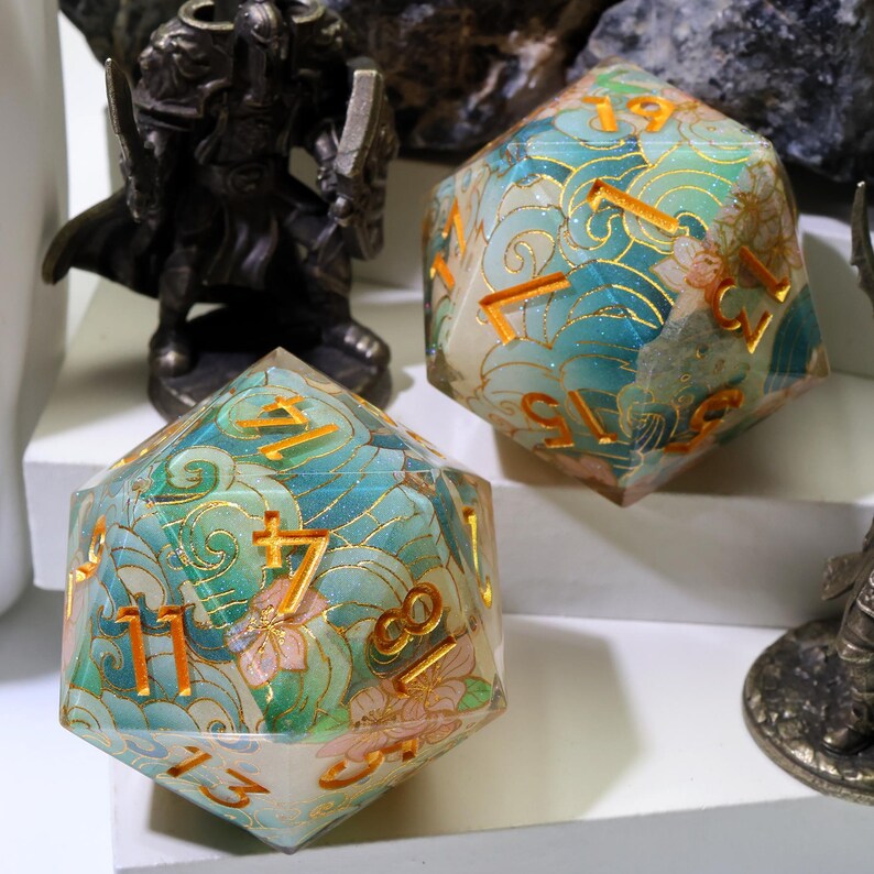 Dnd Dice Chonk D20 Sakura Blossom Dice for D&D Rpgs, Oversized D20 Dice ...