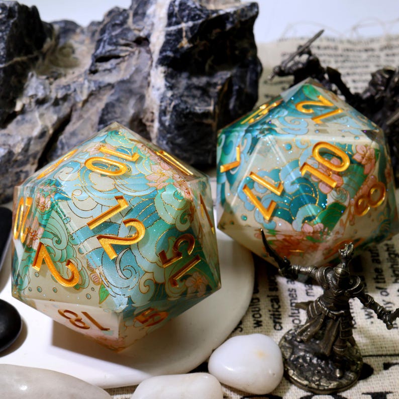Dnd Dice Chonk D20 Sakura Blossom Dice for D&D Rpgs, Oversized D20 Dice ...