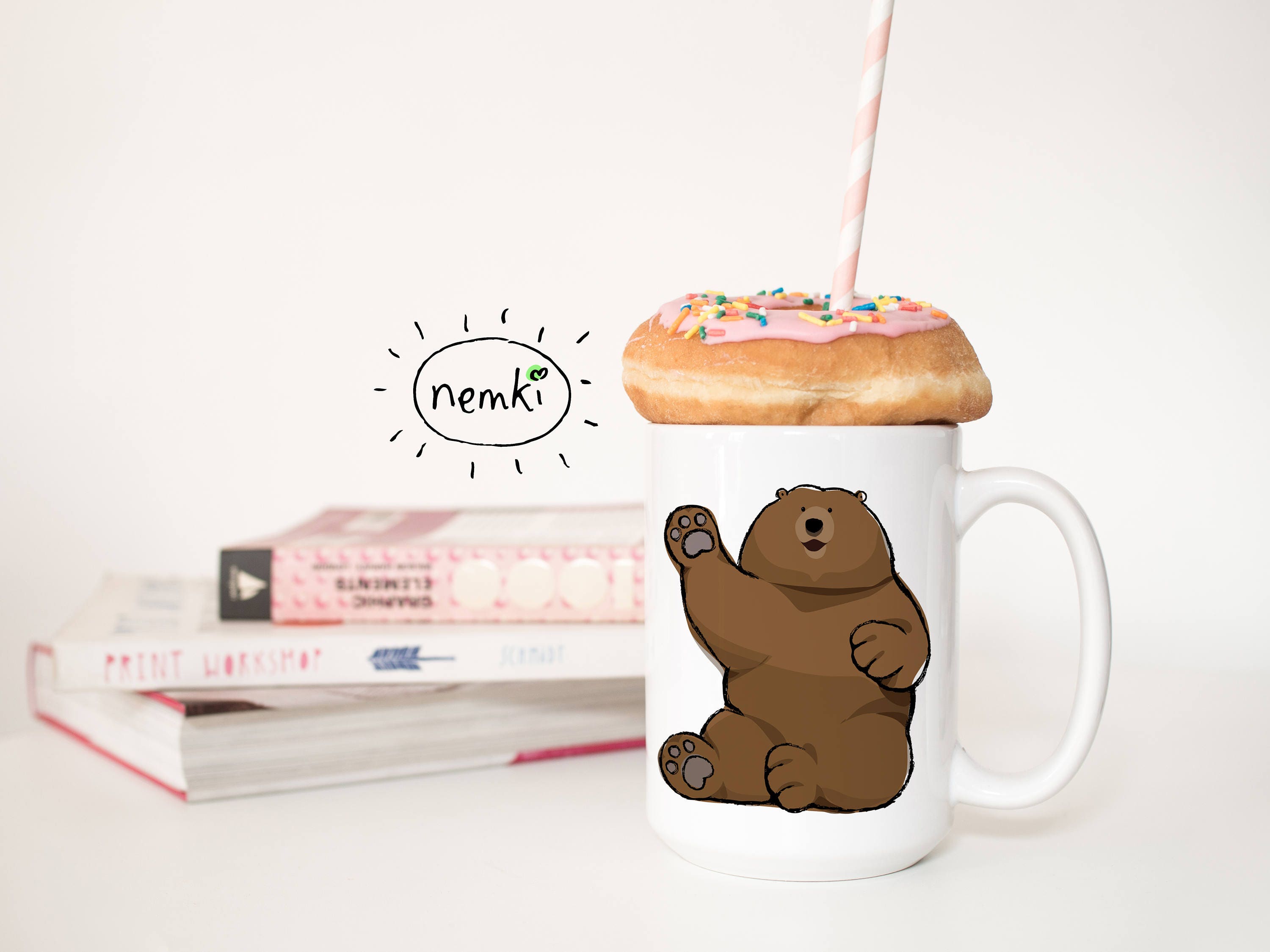 Cute Waving Bear Mug - Etsy Canada