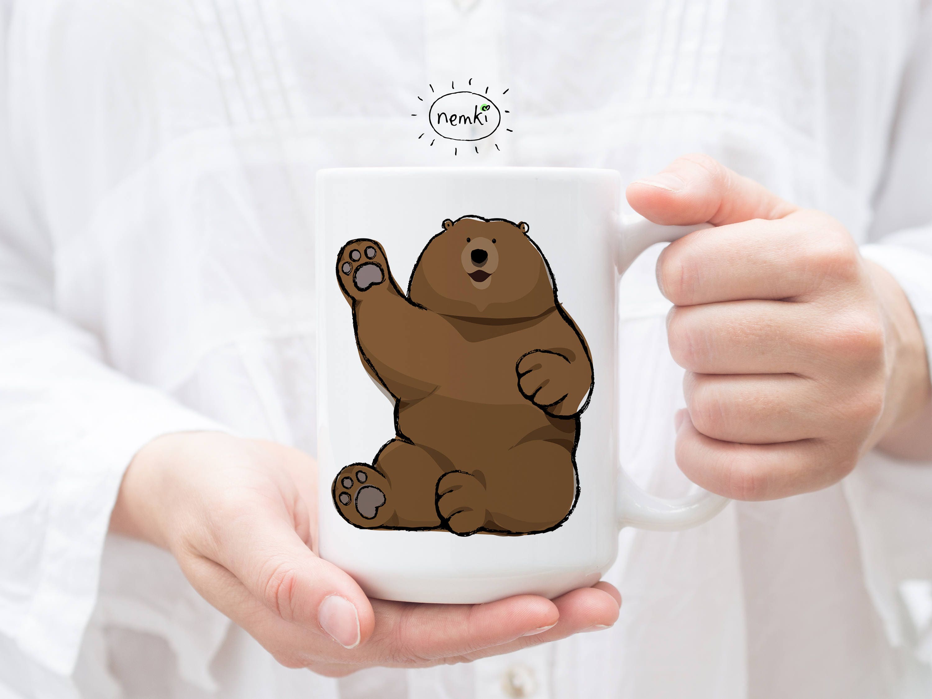 Cute Waving Bear Mug | Etsy Canada