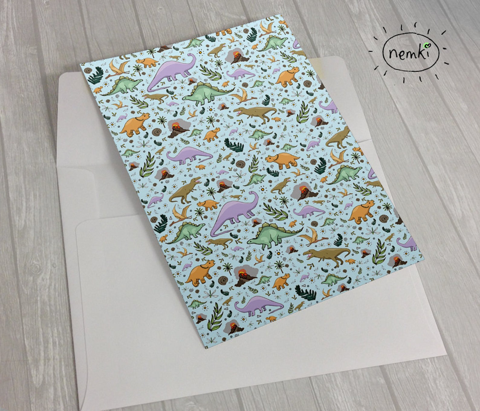 Dinosaur Instant Download Dinosaur Printable Card Dinosaur Digital ...
