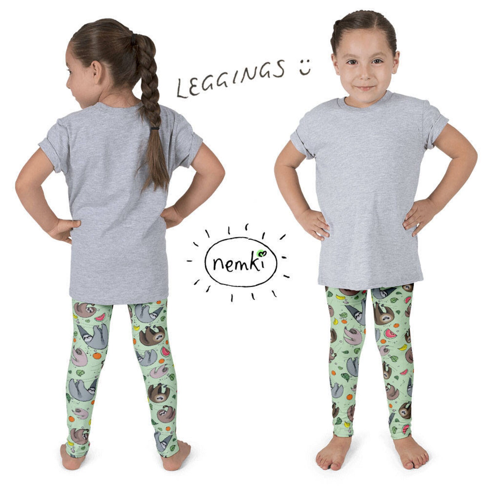 Cute Sloth Clothes Kids Sloth Leggings Girls or Teens - Etsy