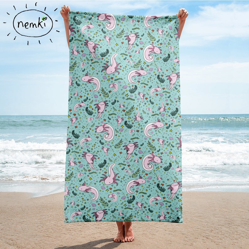 Axolotl Towel Cute Axolotl Beach Towel Axolotls Salamander | Etsy