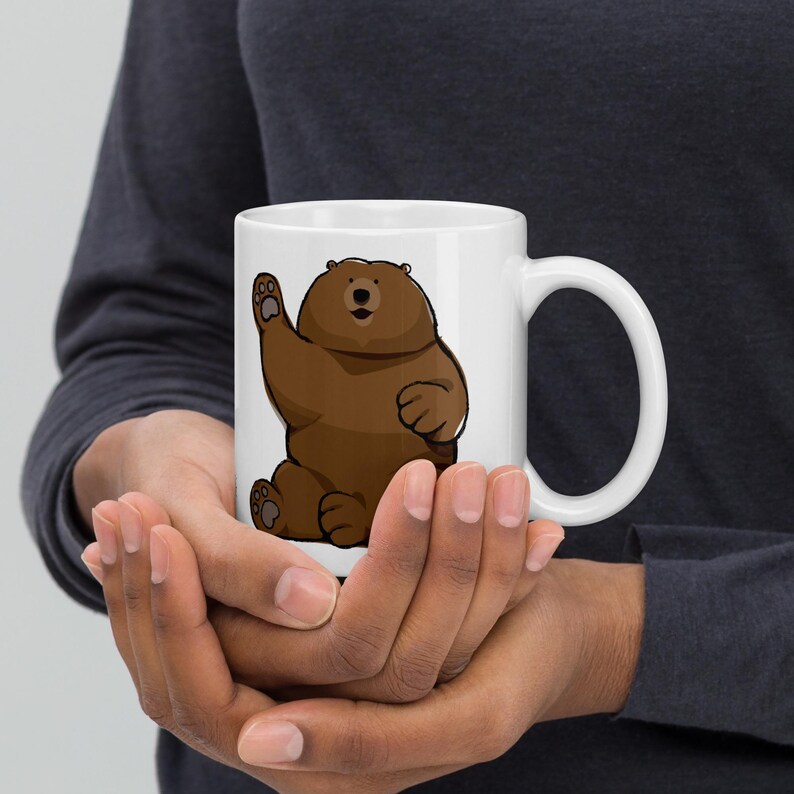 Cute Waving Bear Mug - Etsy Canada