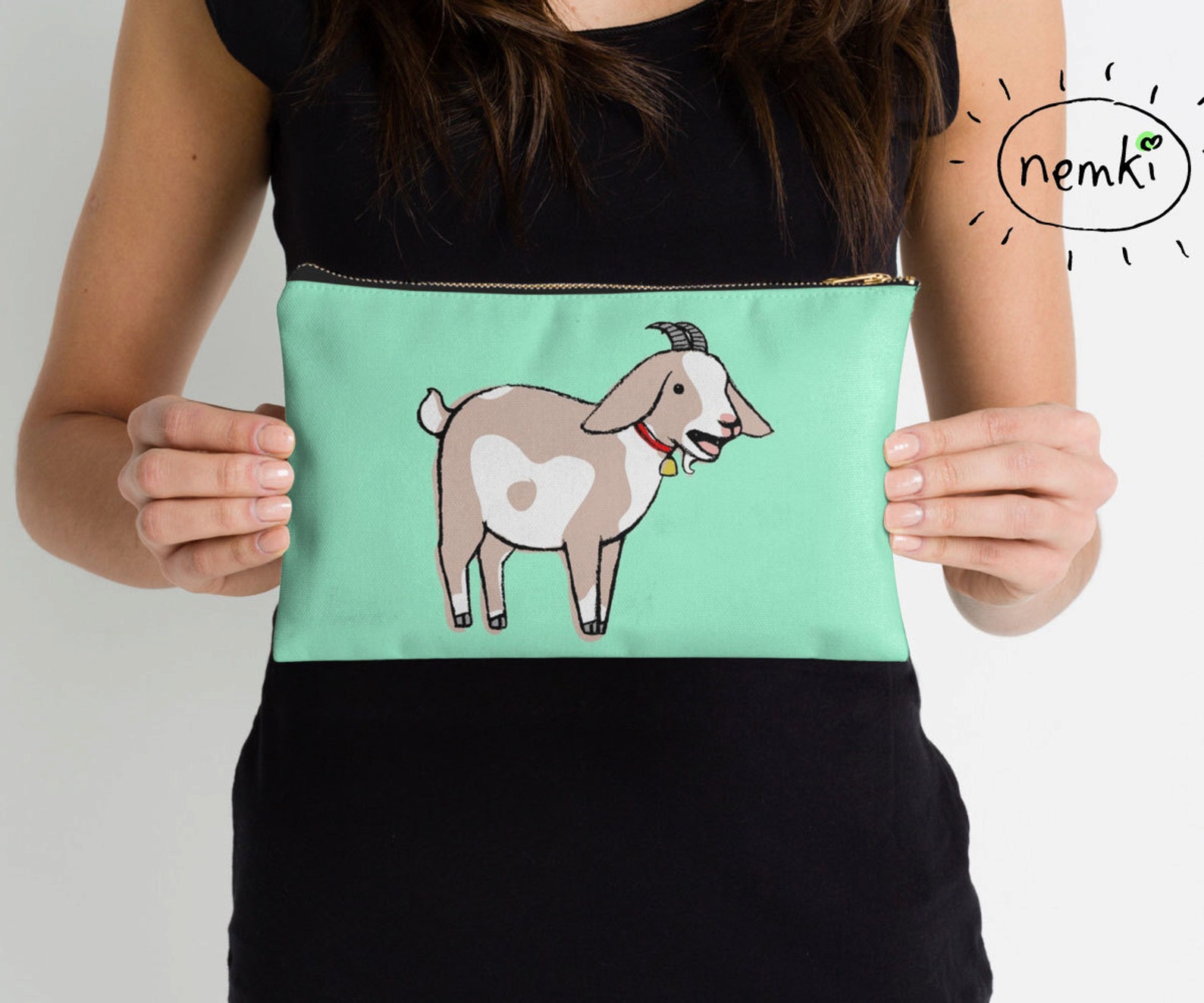 Goat Zip Pouch Goat Pencil Case Cute Goat Gifts Goat Gifts - Etsy