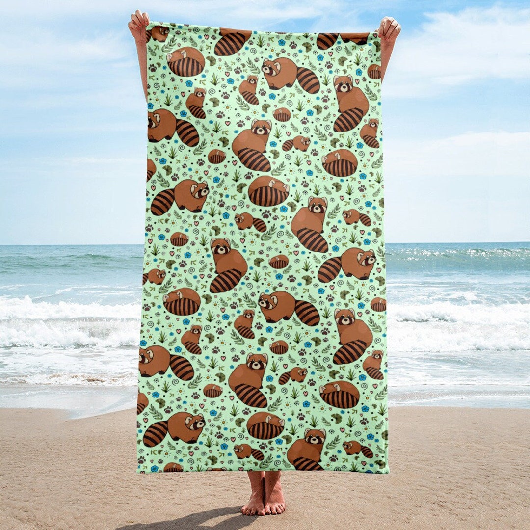 Red Panda Towel Cute Red Panda Beach Towel Red Pandas Bath - Etsy