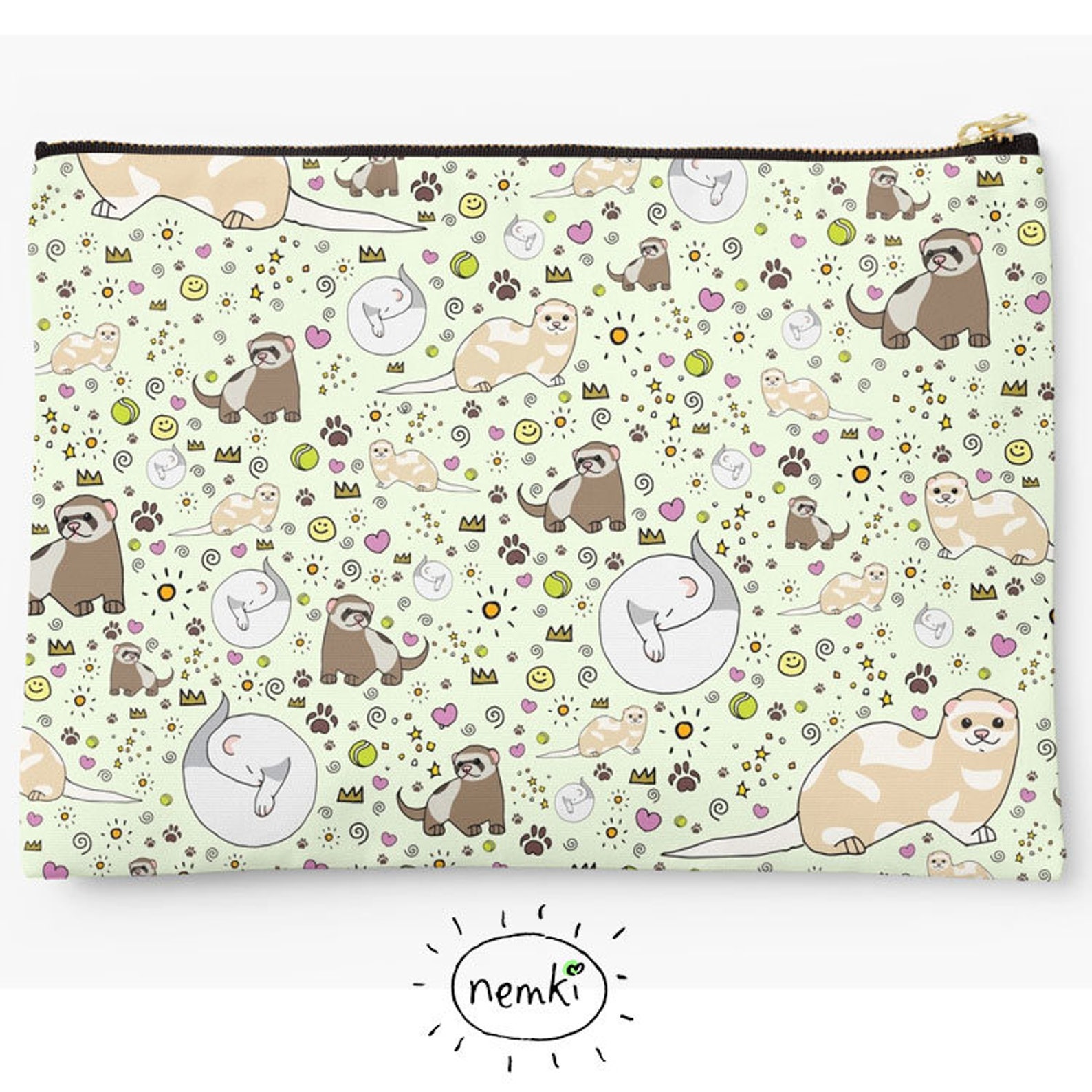Ferret Zip Pouch Ferret Pouch Ferret Makeup Bag Ferret Pencil | Etsy