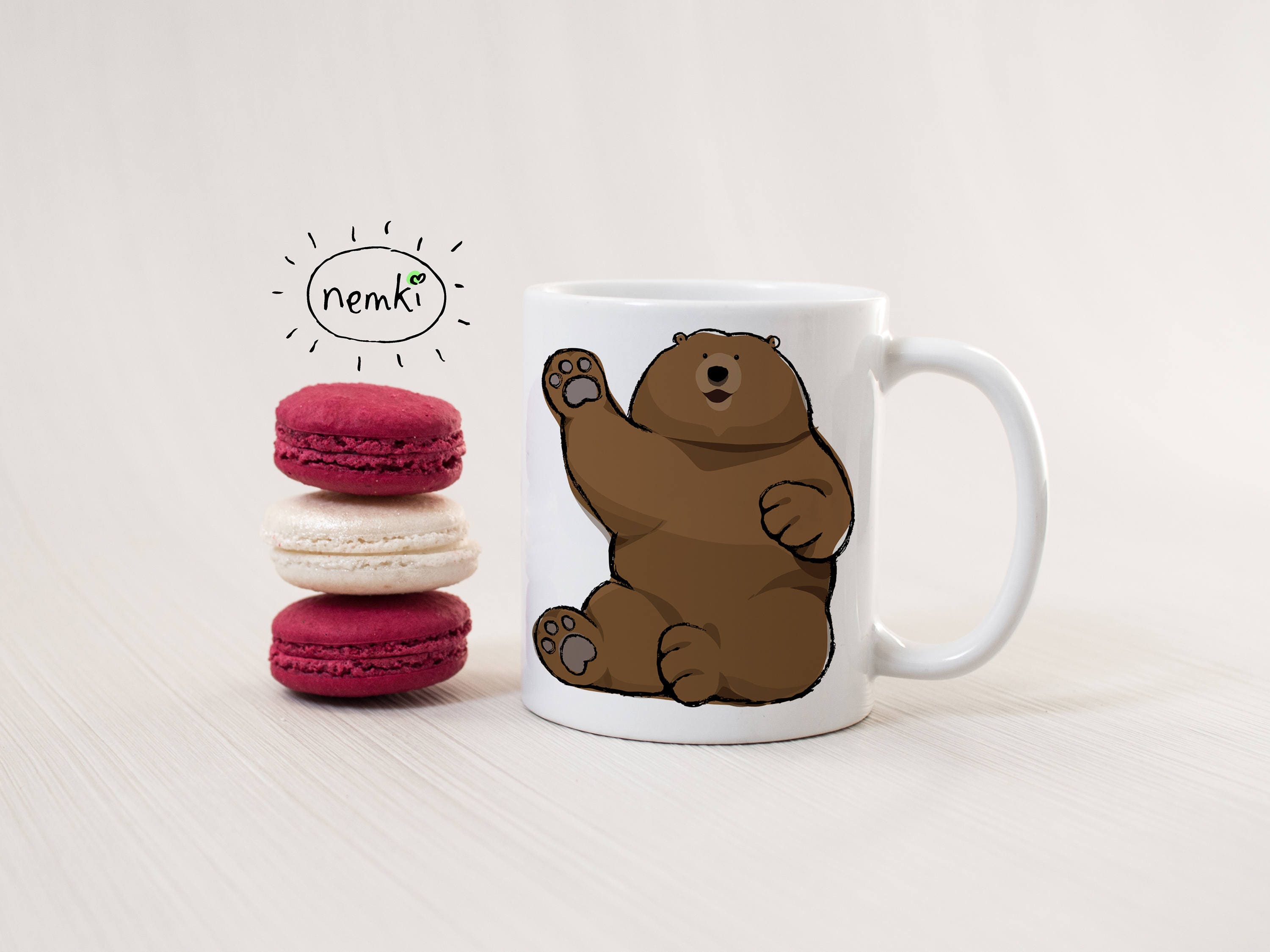 Cute Waving Bear Mug - Etsy Canada