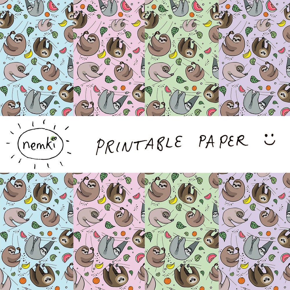 Sloth Printable Paper Sloth Downloadable Paper Sloth Digital | Etsy
