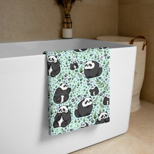 Panda Towel Cute Panda Beach Towel Panda Bear Bath Towels - Etsy