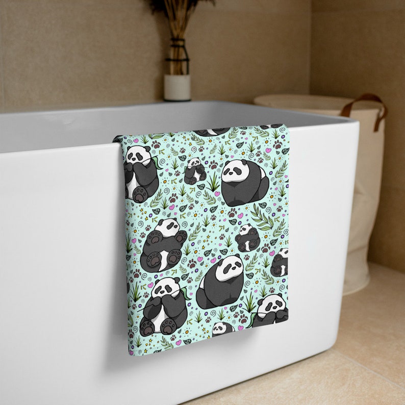 Panda Towel Cute Panda Beach Towel Panda Bear Bath Towels - Etsy