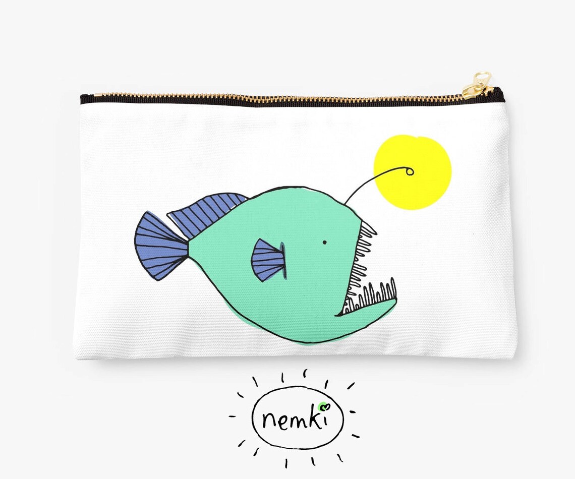 Fish Pencil Case Fish Pouch Fish Zipper Pouch Anglerfish Gifts - Etsy UK