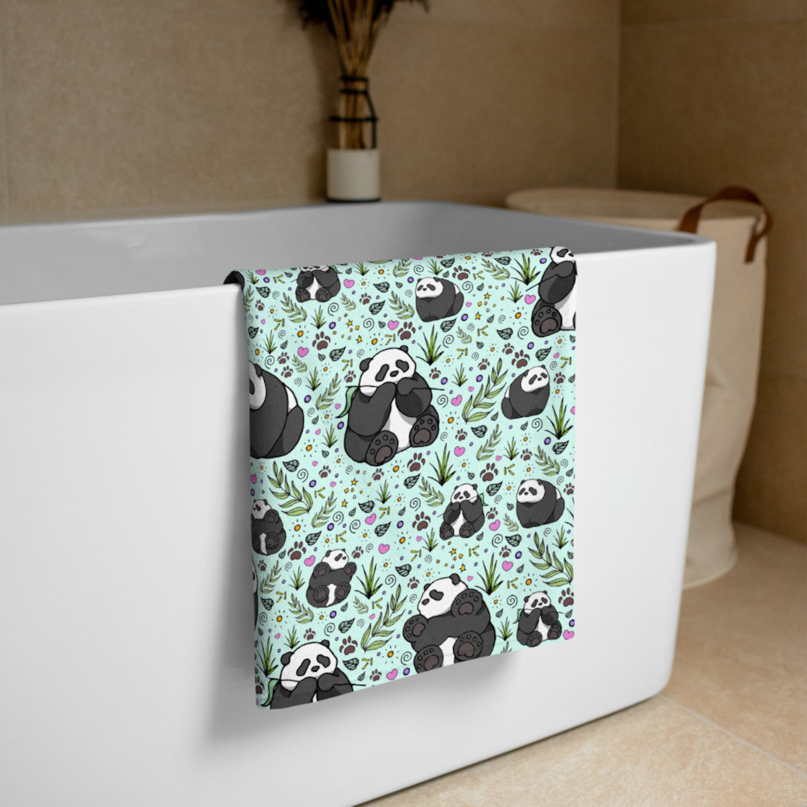 Panda Towel Cute Panda Beach Towel Panda Bear Bath Towels | Etsy