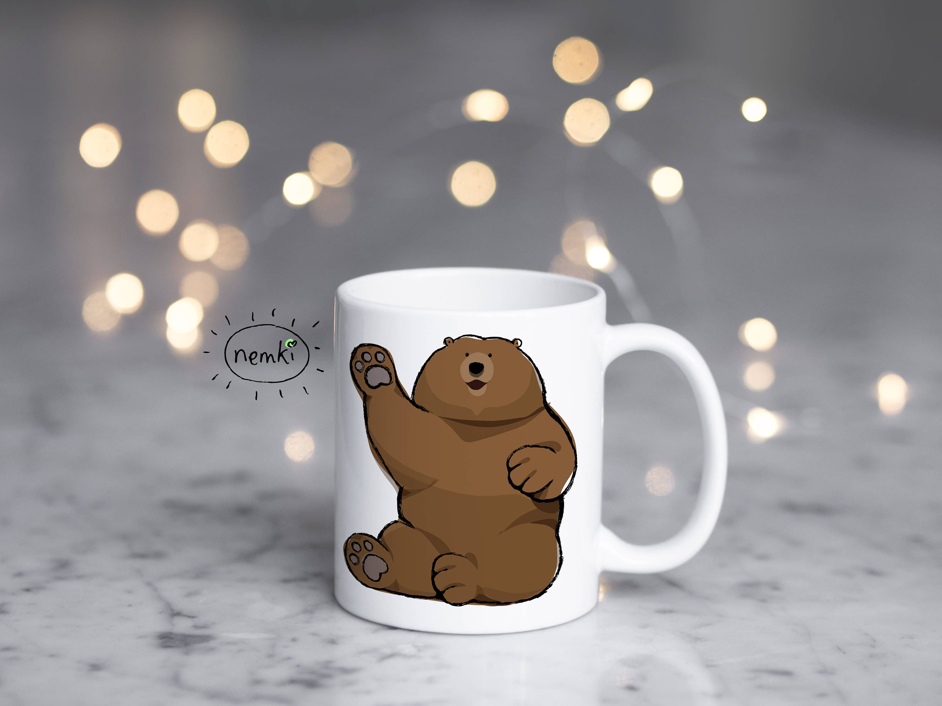 Cute Waving Bear Mug | Etsy Canada