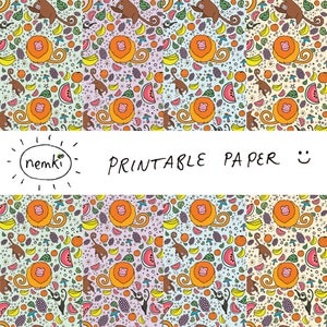 Jungle Printable Paper Monkey Pattern Paper Tropical Printable Paper ...