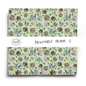 Sloth Printable Paper Sloth Downloadable Paper Sloth Digital Paper ...