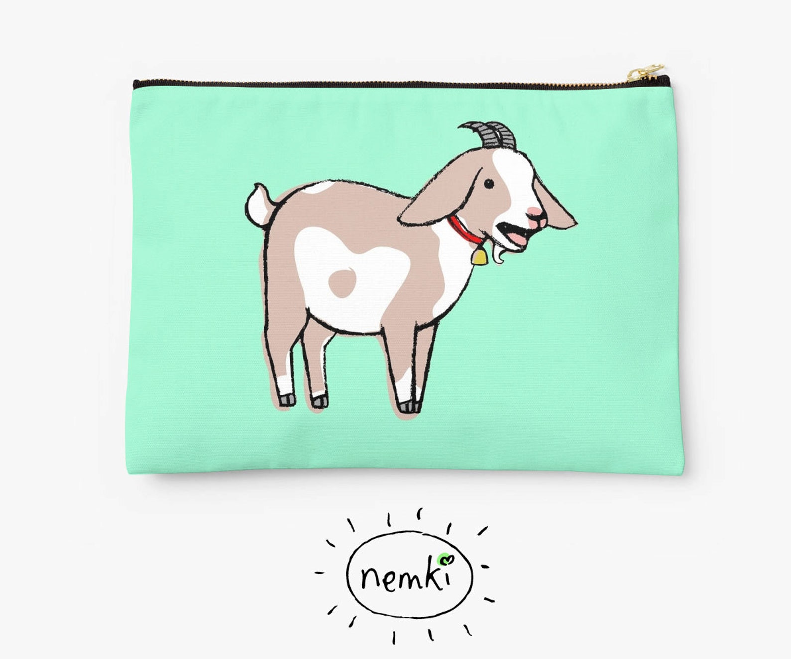 Goat Zip Pouch Goat Pencil Case Cute Goat Gifts Goat Gifts | Etsy