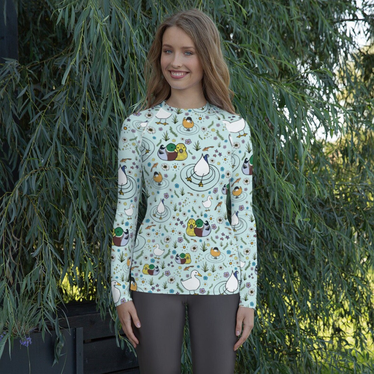 Cute Duck Women's Rash Guard, Long Sleeved T-shirt - Etsy