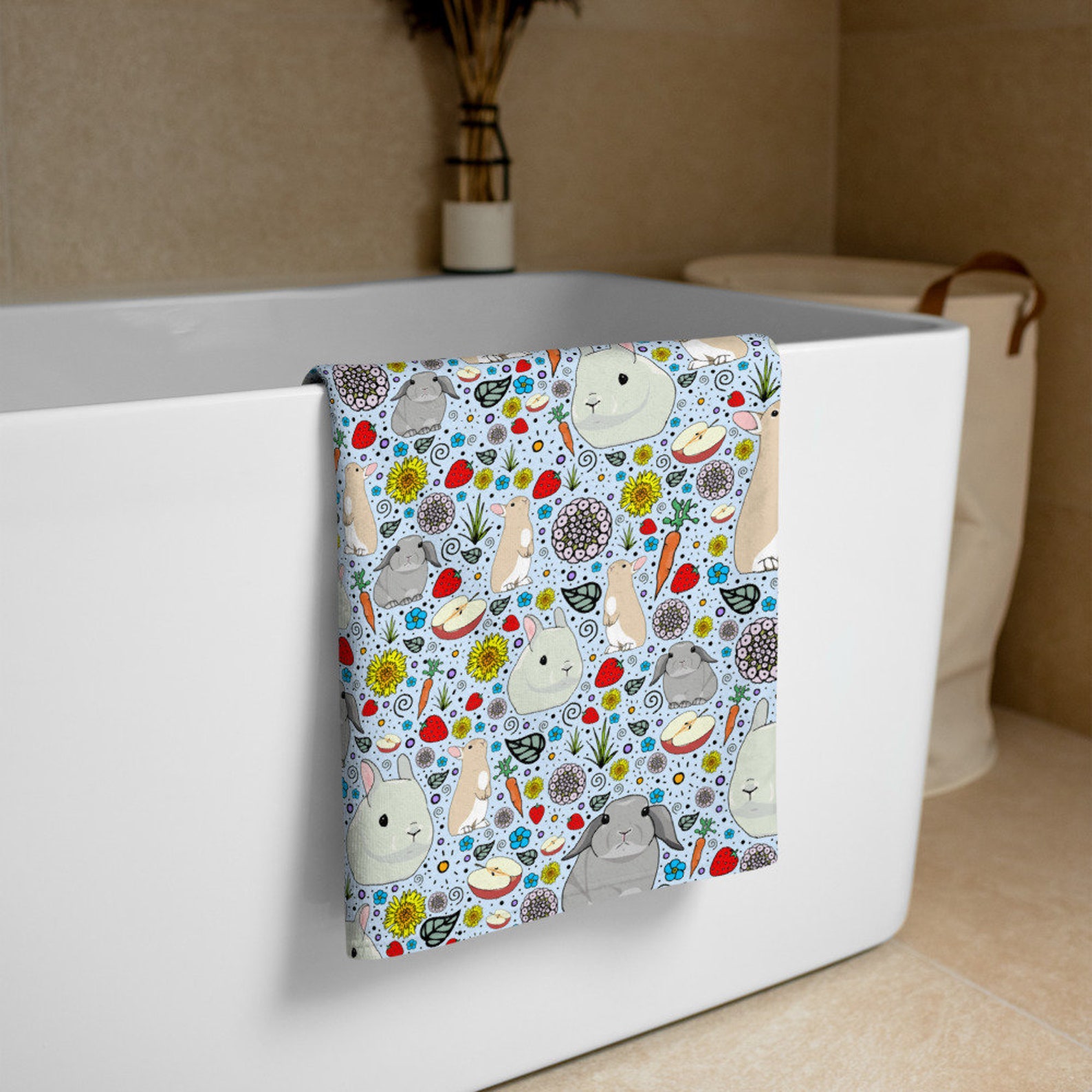 Bunny Rabbit Towel Cute Rabbits Beach Towel Rabbit Bath Towels - Etsy